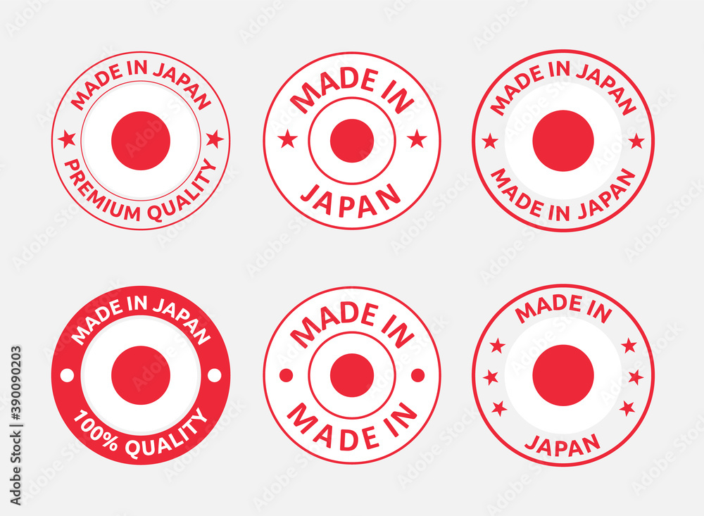 made in Japan labels set, Japanese product emblem Stock Vector | Adobe ...