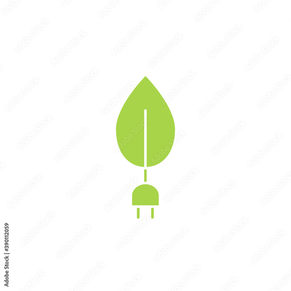 Leaf energy icon. Environment green power concept. ECO electric symbol ...