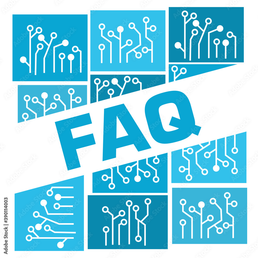 FAQ - Frequently Asked Questions Blue Borders Circuit Grid Badge Style ...