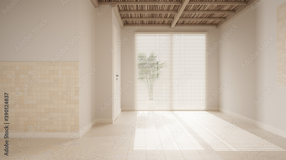 Empty room interior design, open space with white walls and ceramic ...