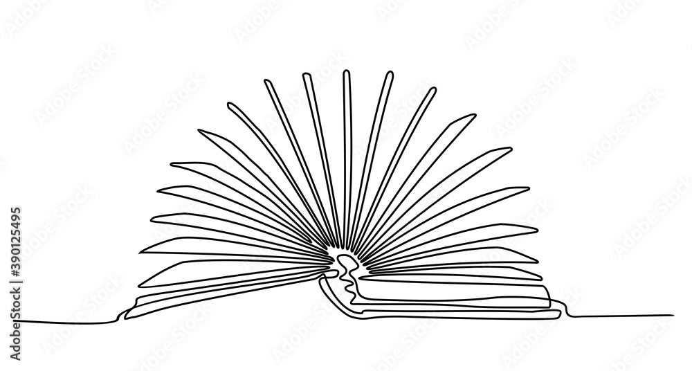 Vector continuous line drawing of open book. Vector illustration ...