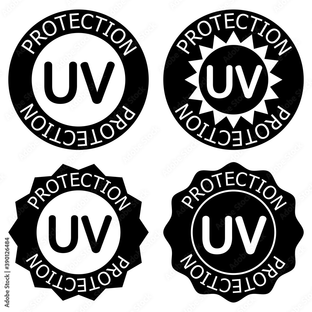 UV protection icons. UV light disinfection. Ultraviolet germicidal ...