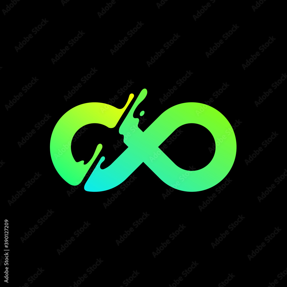 Vector illustration, abstract liquid shape of an infinity symbol, logo ...