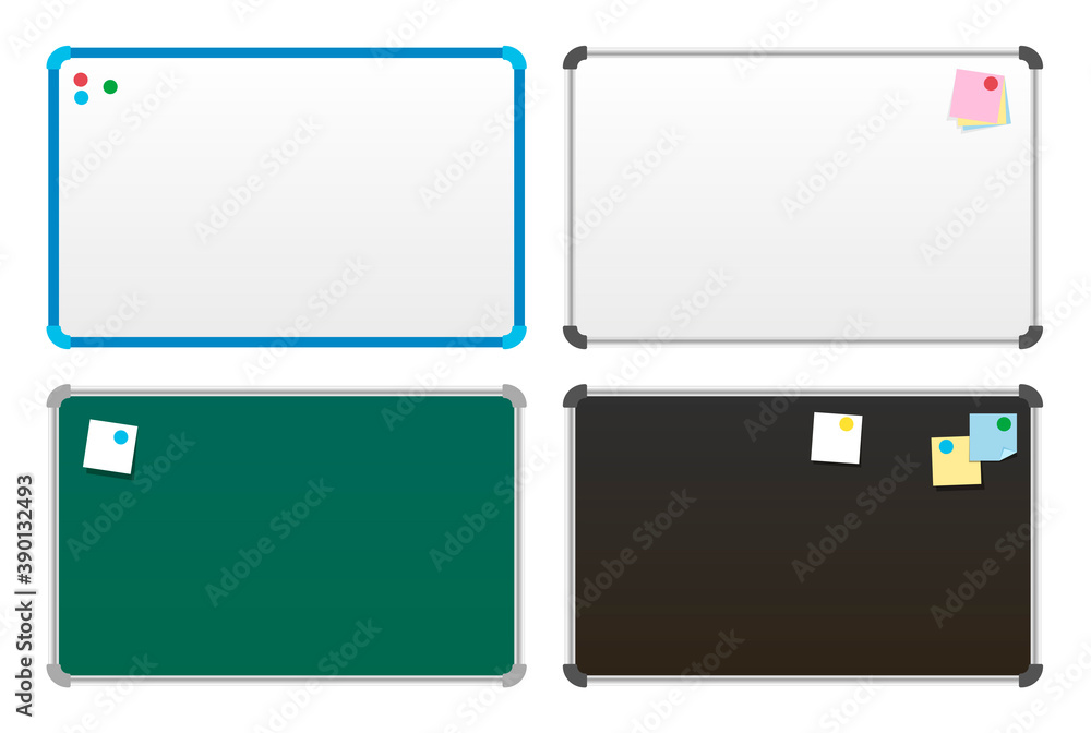 Set of notice boards with stickers.Task board with sticky notes of ...