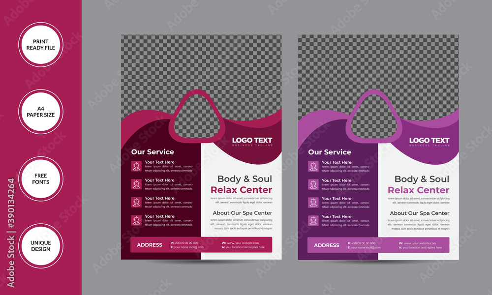 Spa Flyer Template design with simple, stylish design, for marketing or ...