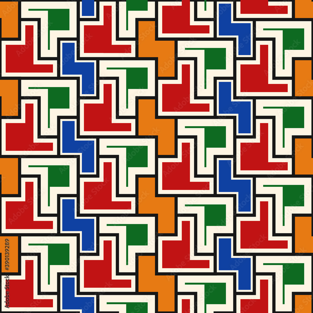 Repeated color puzzle mosaic abstract background. Seamless surface ...