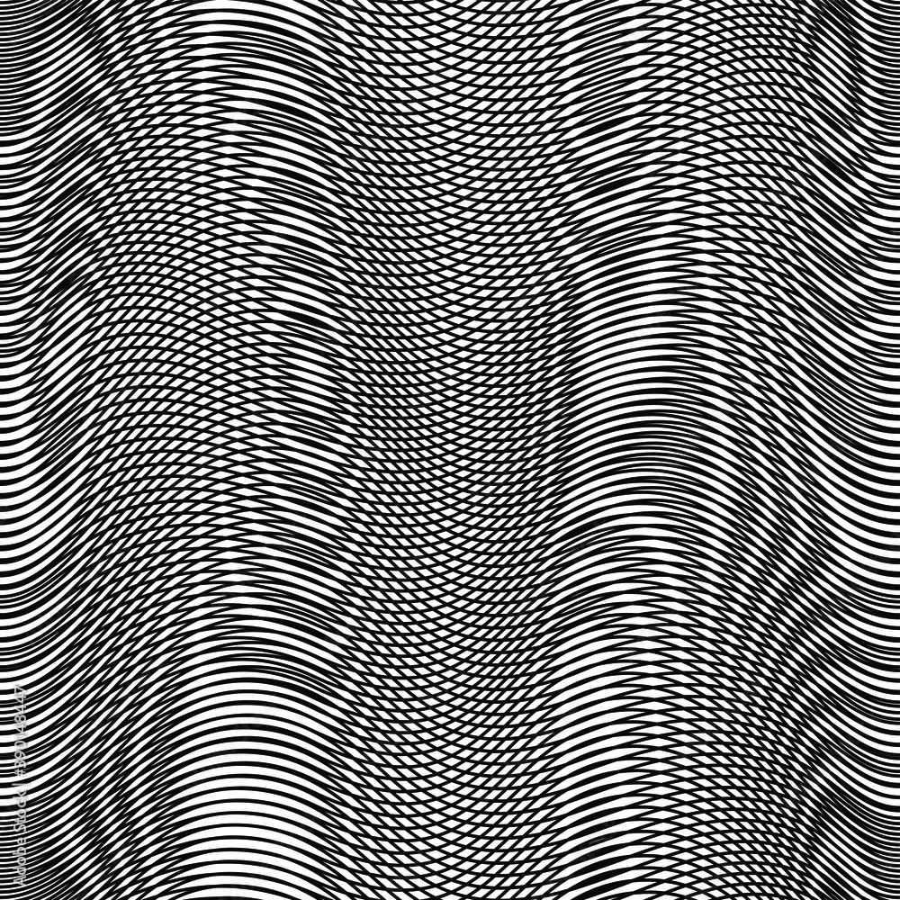 Moire seamless holographic vector background. Moire texture wavy lines ...
