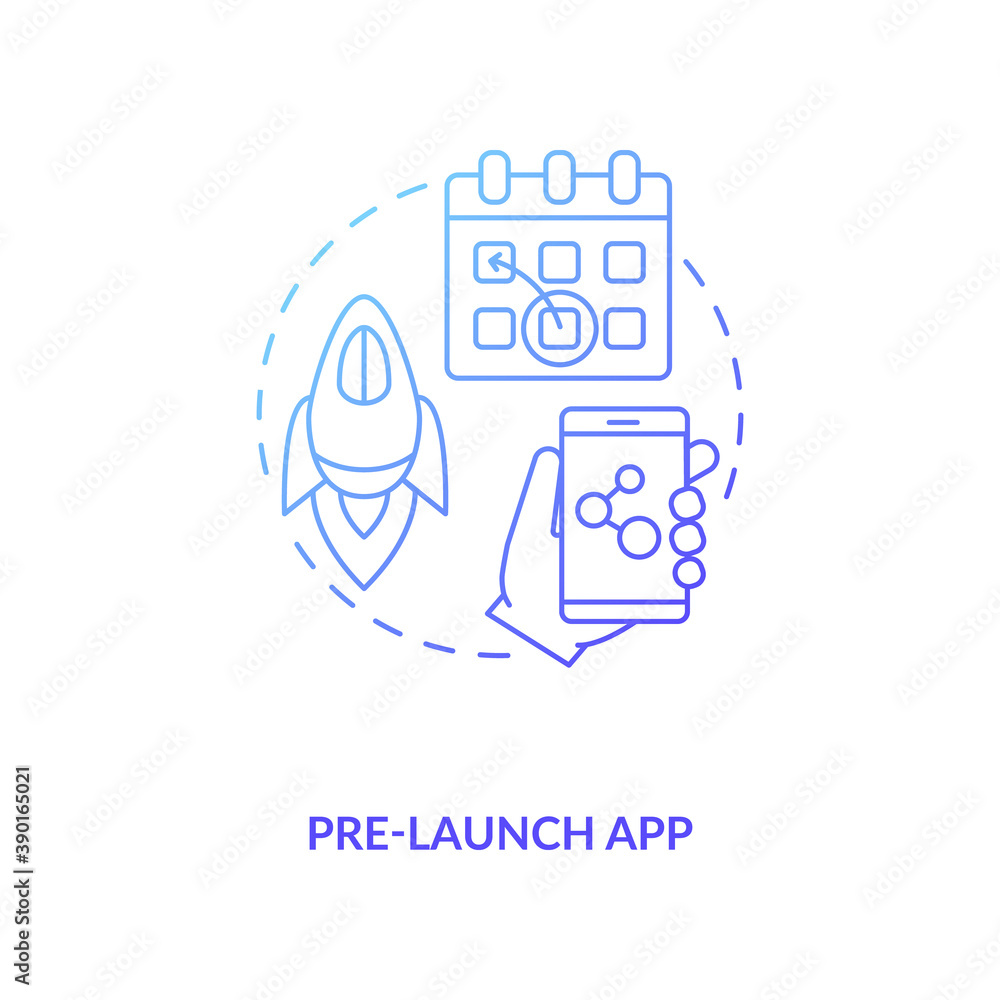 Pre launch app concept icon. App marketing tips. Alpha application ...