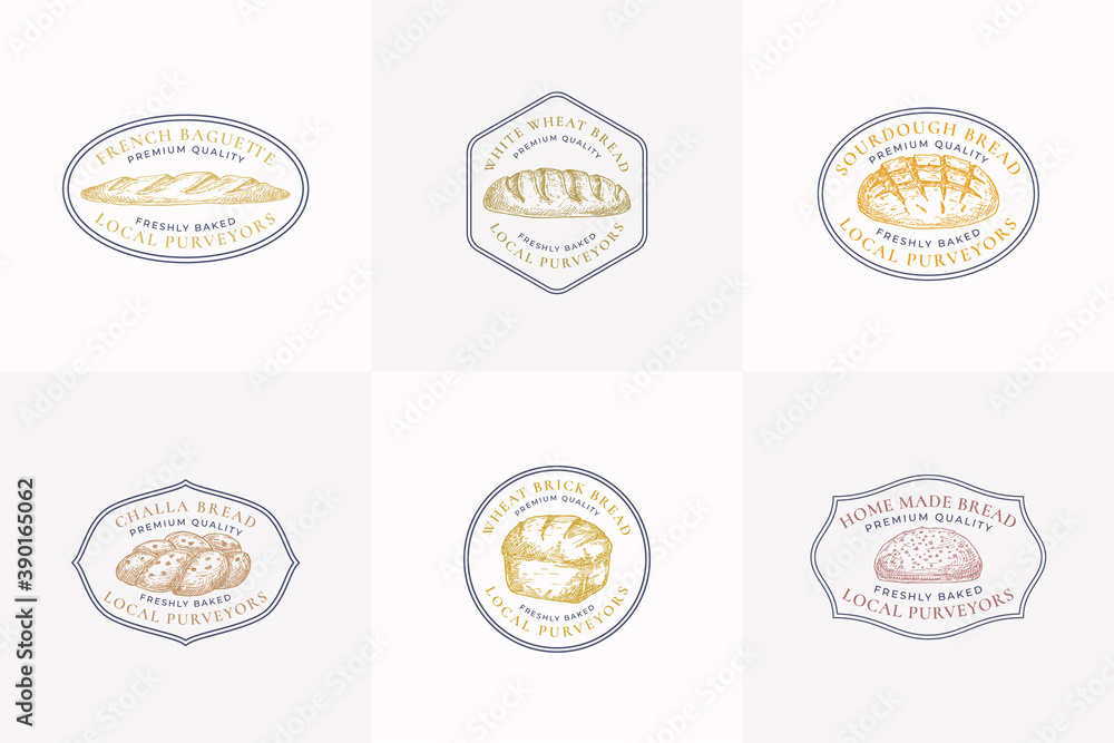 Premium Quality Bread Vector Signs or Logo Templates Collection. Hand ...