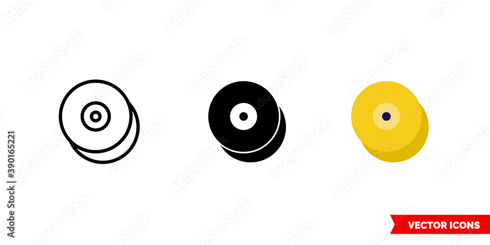 Cymbals icon of 3 types color, black and white, outline. Isolated ...