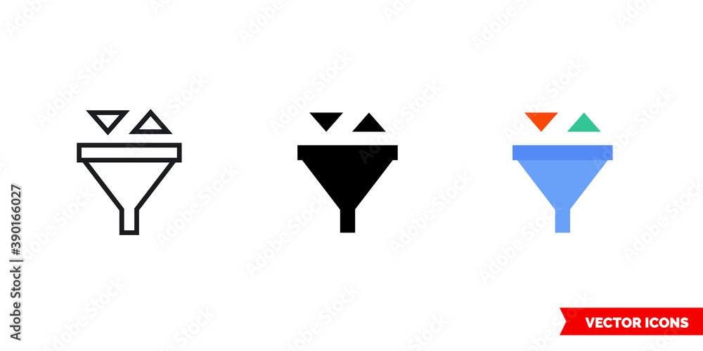 Filter and sort icon of 3 types color, black and white, outline ...