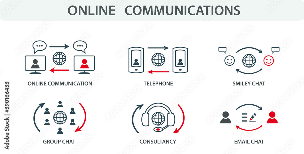 Vector illustration of a group, logo, icon set, miniature infographic ...