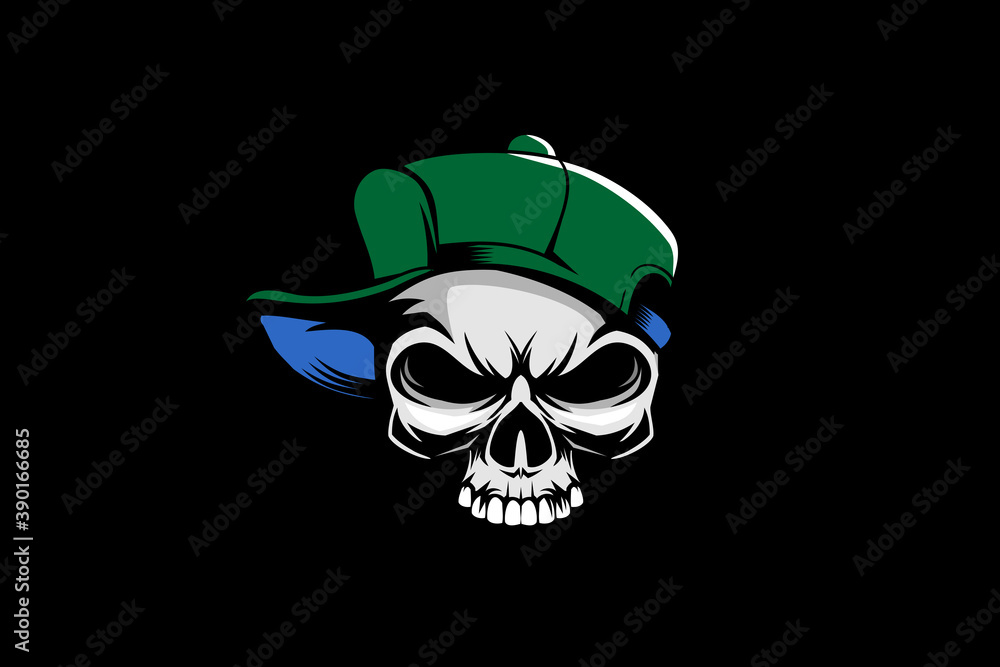 skull head cartoon character vector logo design Stock Vector | Adobe Stock