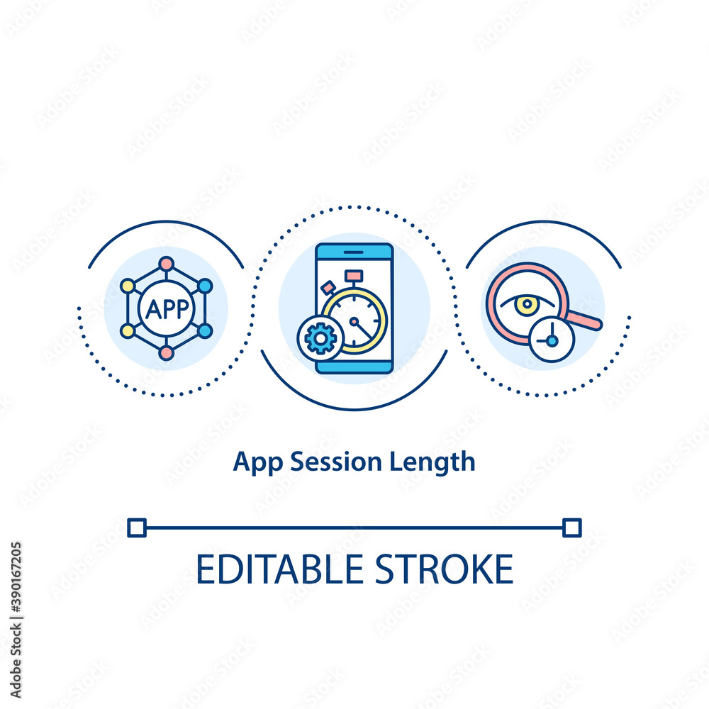 App session length concept icon. Amount of time apps experience ...