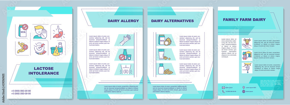Lactose intolerance brochure template. Dairy alternatives. Flyer ...