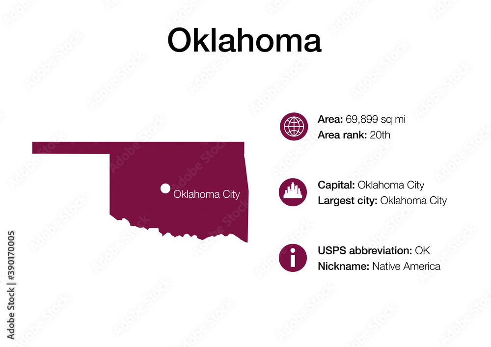 Map of Oklahoma state with political demographic information and ...
