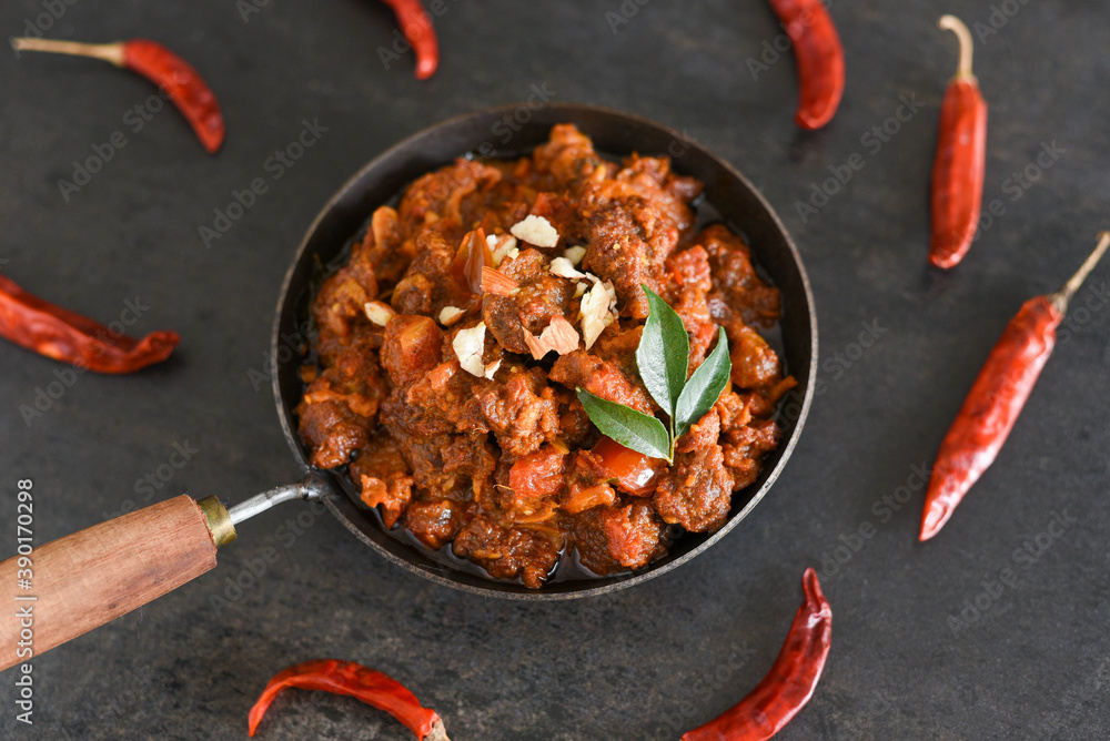 Spicy beef curry. Goan style beef vindaloo. Traditional Indian Lamb or ...