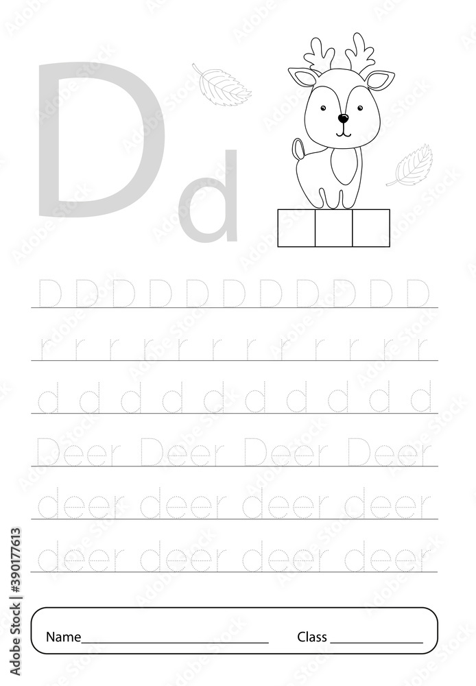Writing practice letter D printable worksheet for preschool.Exercises ...