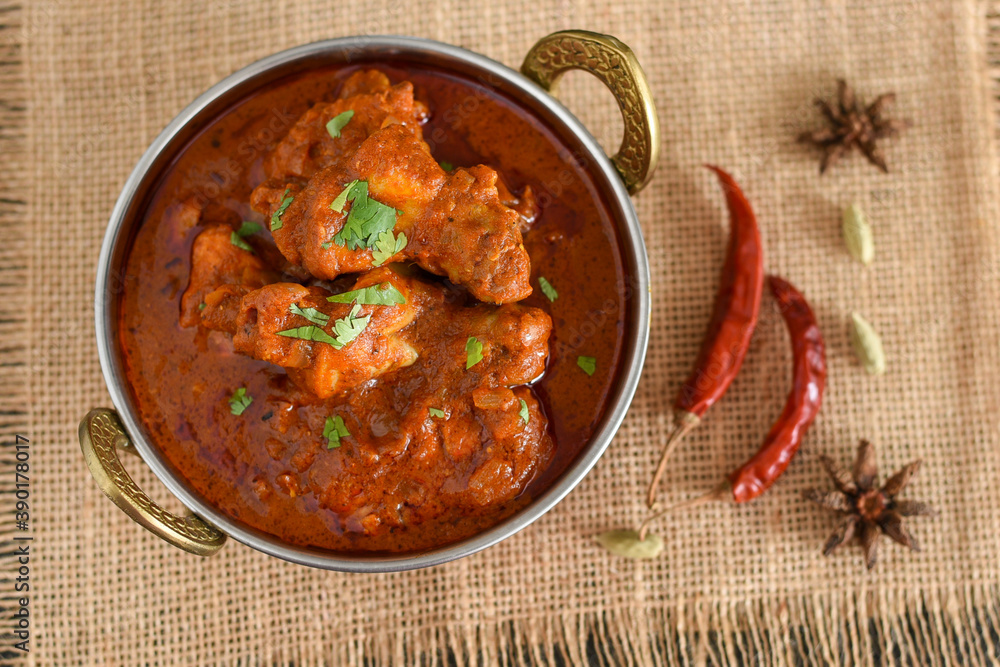 Spicy red chicken curry. Goan style chicken vindaloo. Butter chicken ...