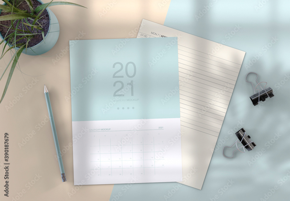 Hand Drawn Calendar Mockup Stock Template | Adobe Stock