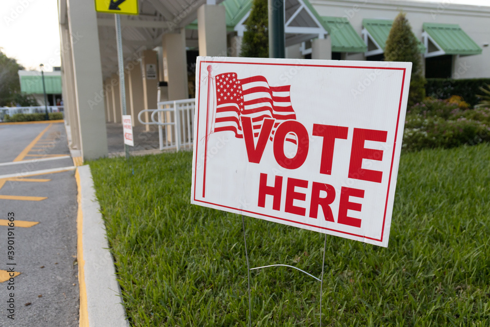 Sign at a Polling Place on Election Day Stock Photo | Adobe Stock