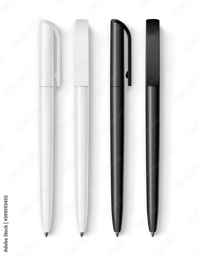 white and black pen isolated on white background mock up Stock ...