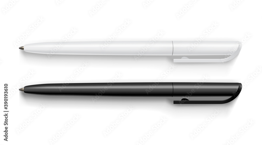 white and black pen isolated on white background mock up Stock ...