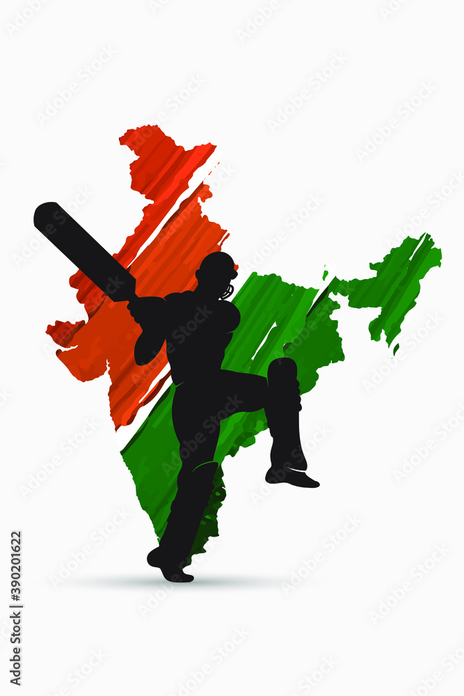 creative abstract cricket player silhouette vector design with Indian ...