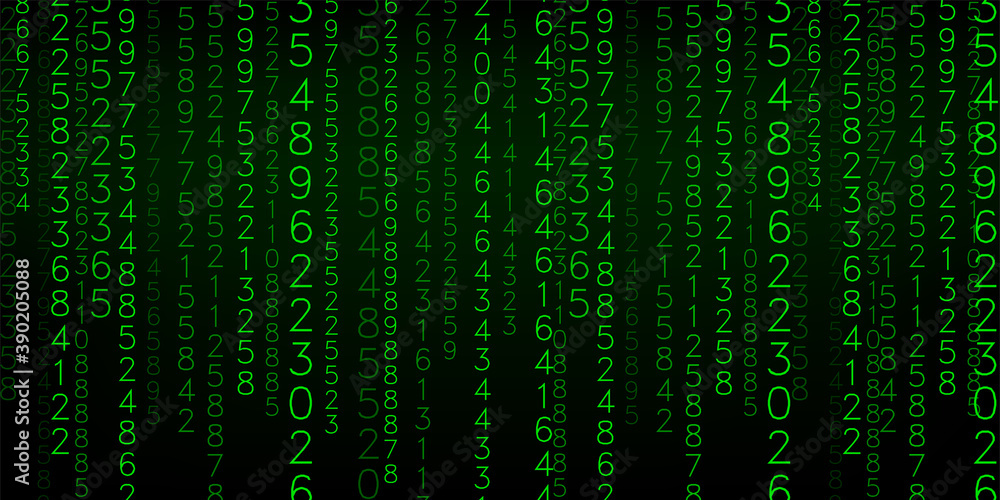 Green matrix background. stream of binary code. Falling numbers on dark ...