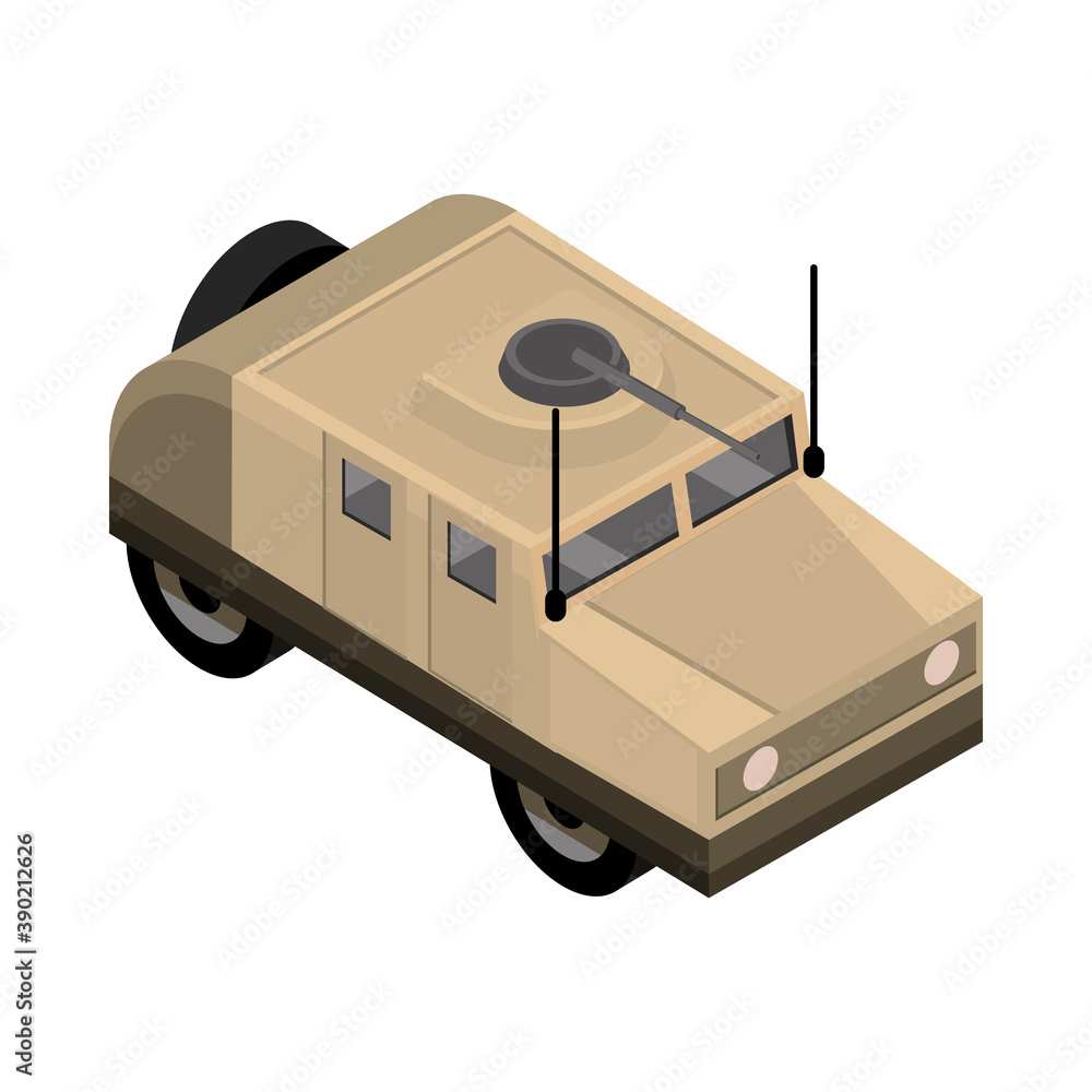 military humvee with machine gun transport isometric icon Stock Vector ...