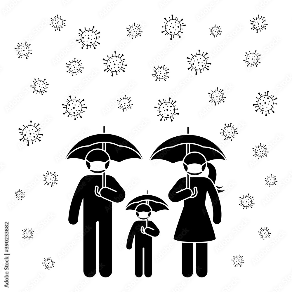 Coronavirus stick figure man, woman, children, kid icon sign symbol ...