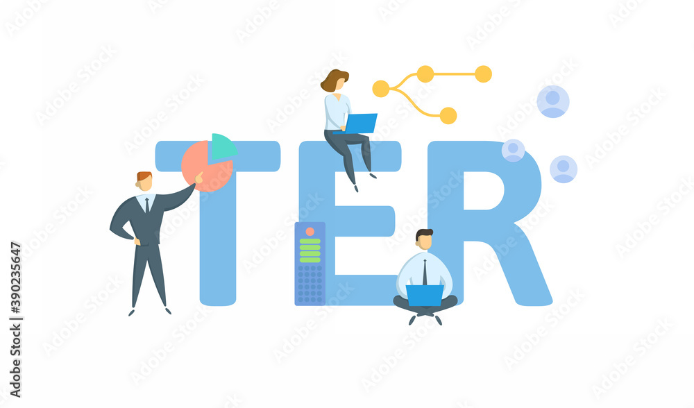 TER, Total Expense Ratio. Concept with keyword, people and icons. Flat ...