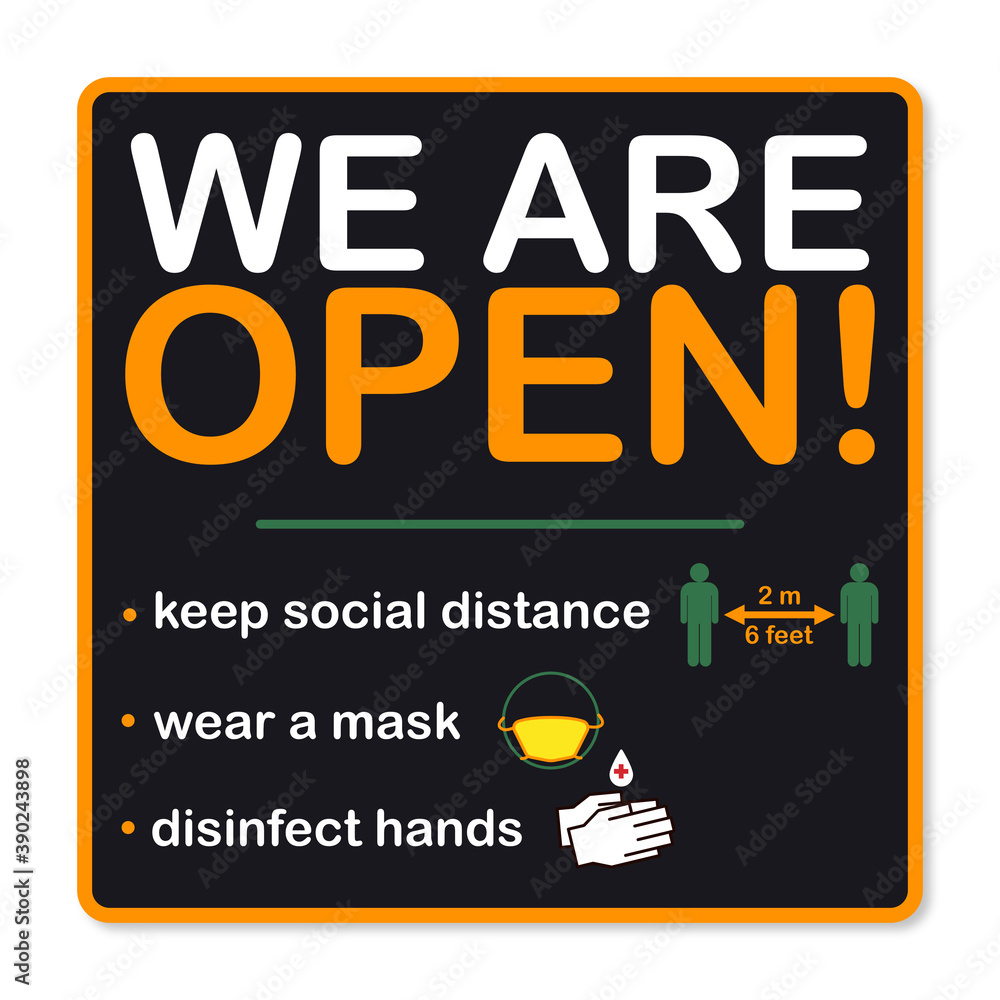 Welcome back! We are open again. Keep social distance and use a face ...