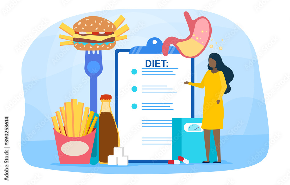 Overeating problem abstract concept. Flat cartoon vector illustration ...