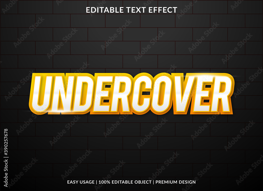 undercover text effect template design with bold font style and 3d ...