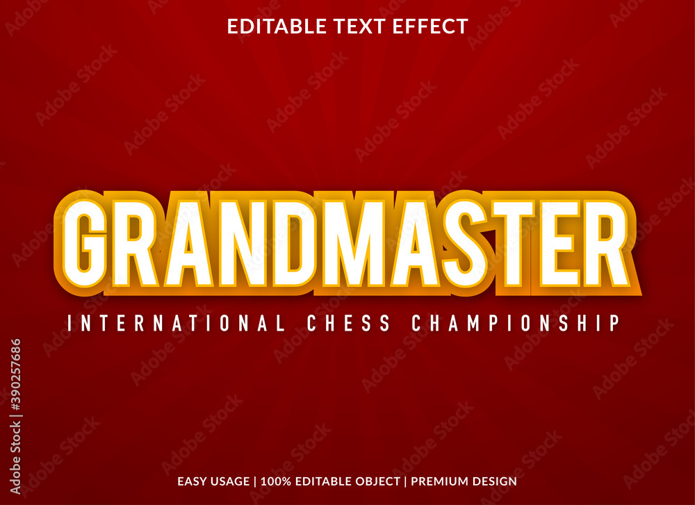 grandmaster text effect template design with bold font style and 3d ...