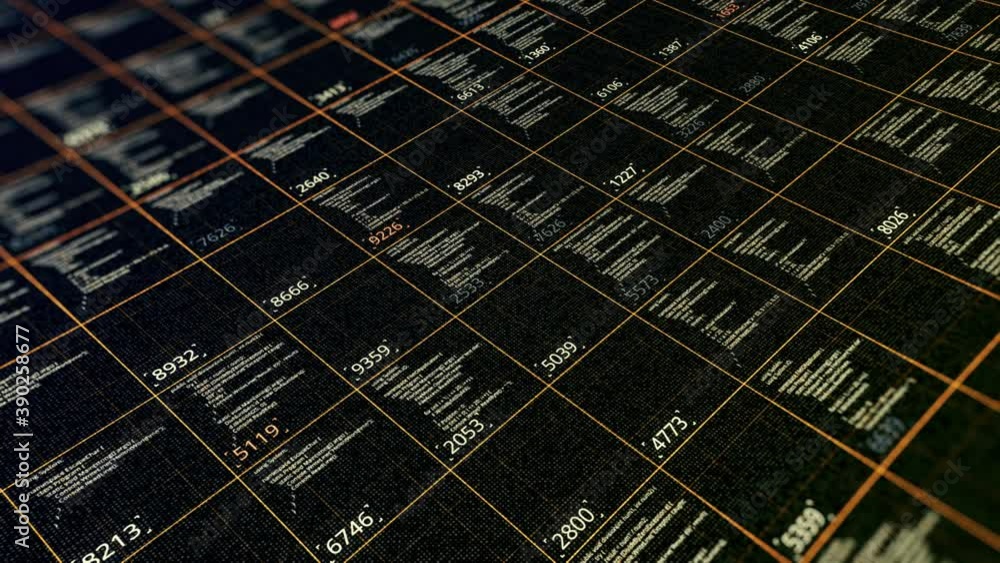 Vidéo Stock Futuristic hi tech graphic interface with digital code and ...