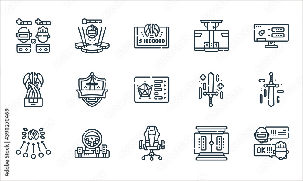 esports line icons. linear set. quality vector line set such as gamer ...