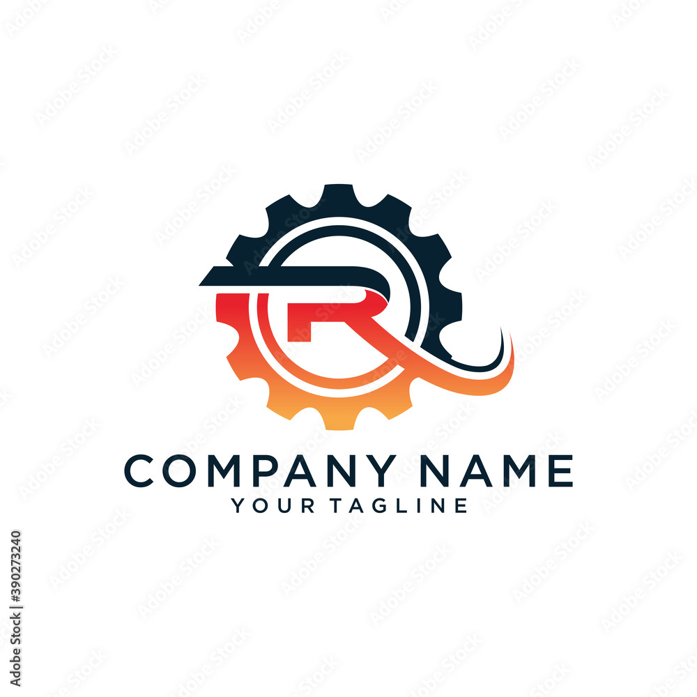 Letter R gear logo design template illustration. Stock Vector | Adobe Stock