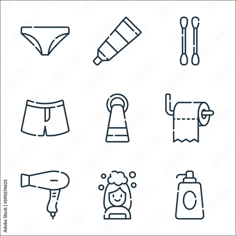 hygiene routine line icons. linear set. quality vector line set such as ...
