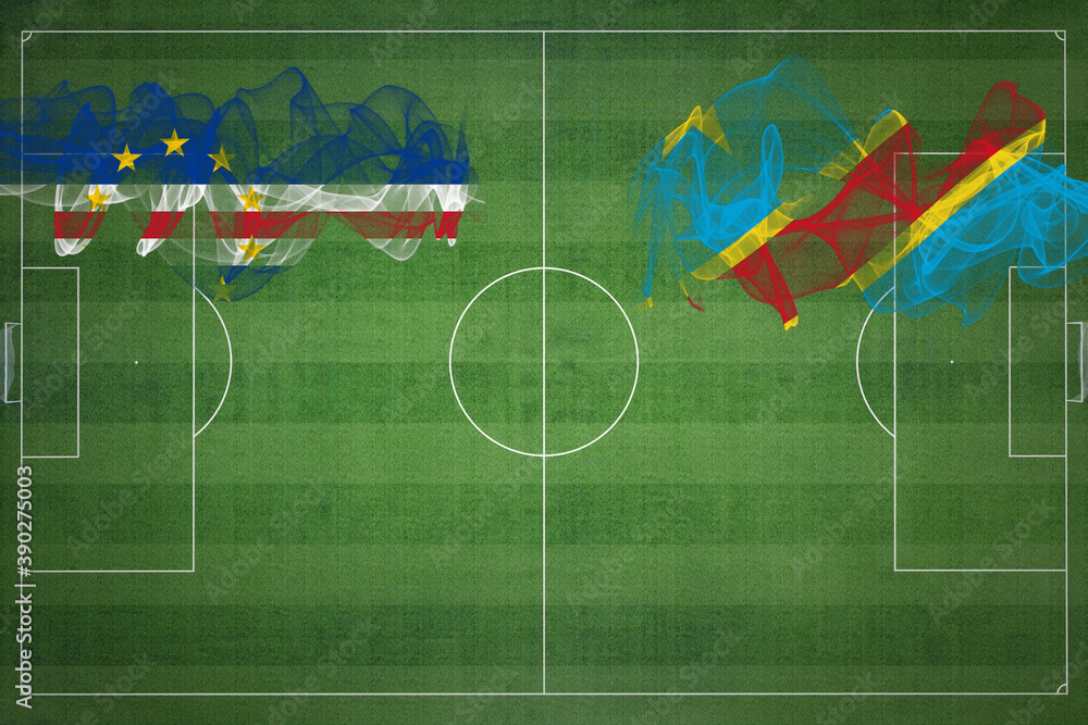 Cabo Verde vs DR Congo Soccer Match, national colors, national flags ...