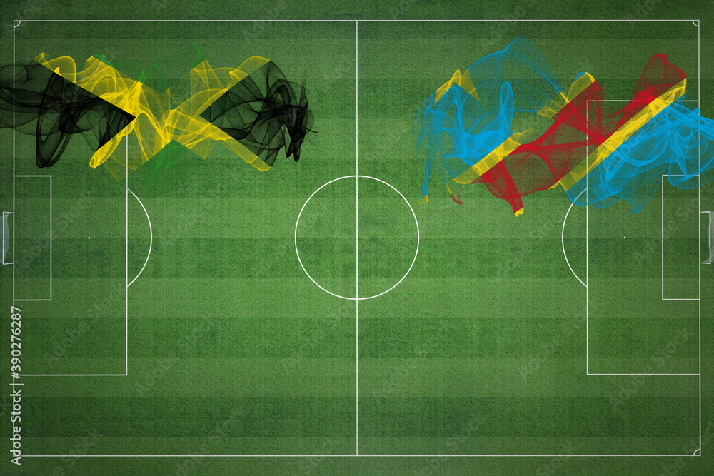 Jamaica vs DR Congo Soccer Match, national colors, national flags ...