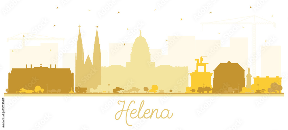 Helena Montana City Skyline Silhouette with Golden Buildings Isolated ...