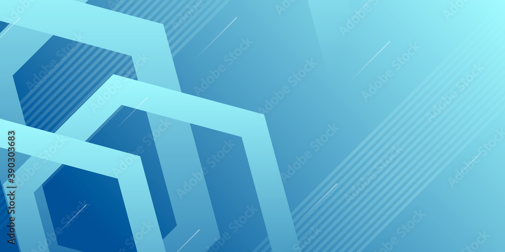 Light blue abstract presentation background with hexagonal lines and ...