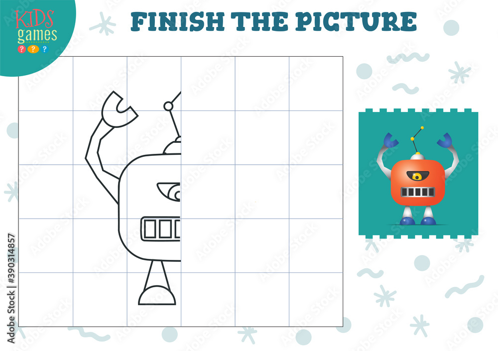 Complete the picture vector illustration. Finish and coloring game for ...