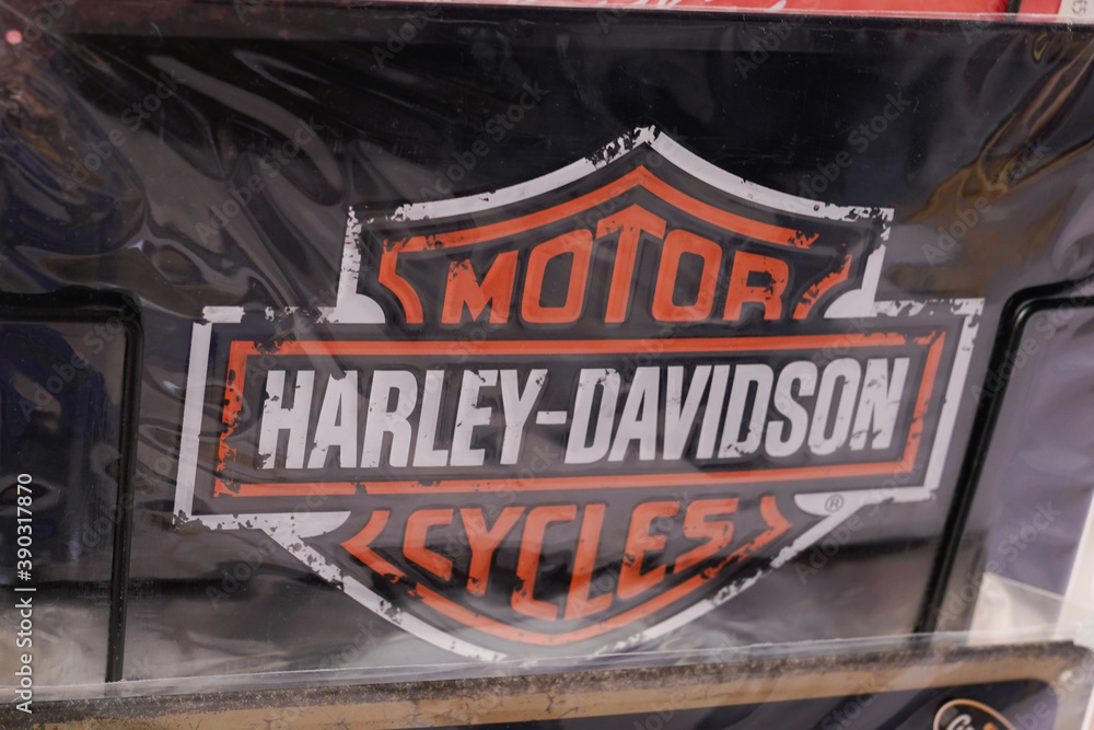 Harley Davidson wall advertising plate Motorcycle Sign store and text ...