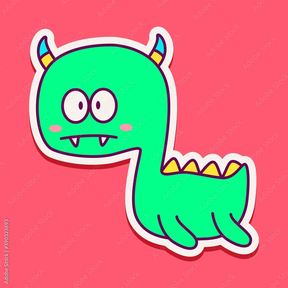 kawaii doodle cartoon monster designs for wallpaper, stickers, coloring ...