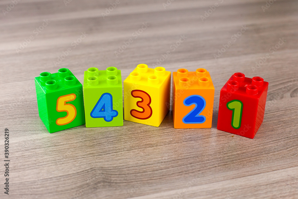 numbers on dice from 1 to 5. learning to count and math Stock Photo ...