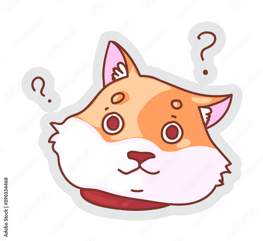 Questioned dog emotion. Confused dog puppy muzzle snout emoticon ...