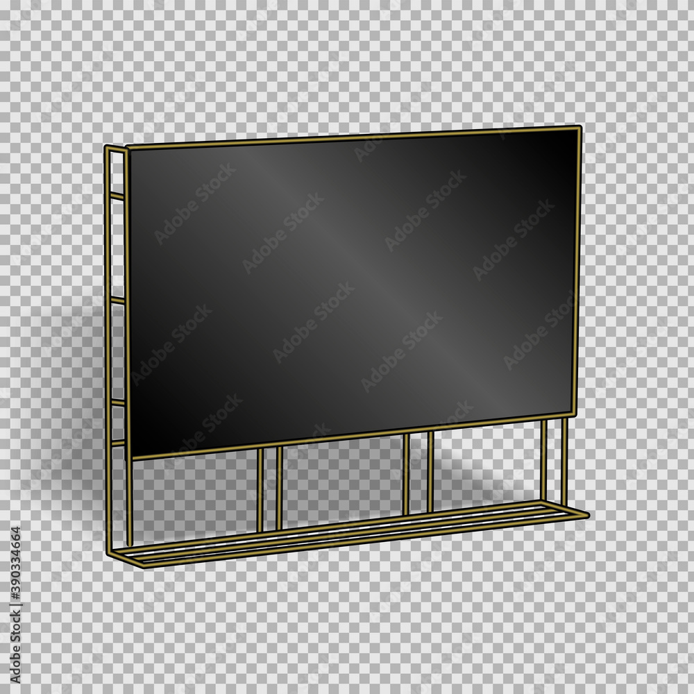 Banner stand of black color on a transparent background. Mockup ...